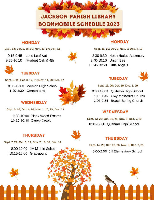 Jackson Parish Library announces September Schedule of Events | Jackson ...