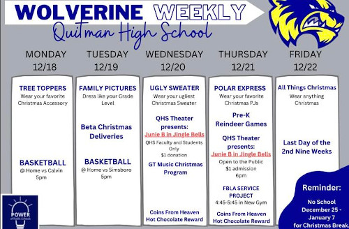 QHS announces schedule for final week before Christmas Holidays ...