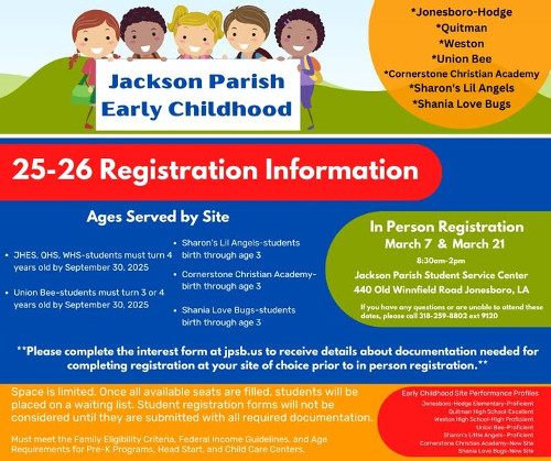 Jackson Parish Early Childhood Site Registration Takes Place on Friday ...